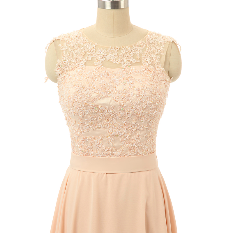 Elegant A Line Chiffon Lace Beads Backless Floor Length Transparent ...